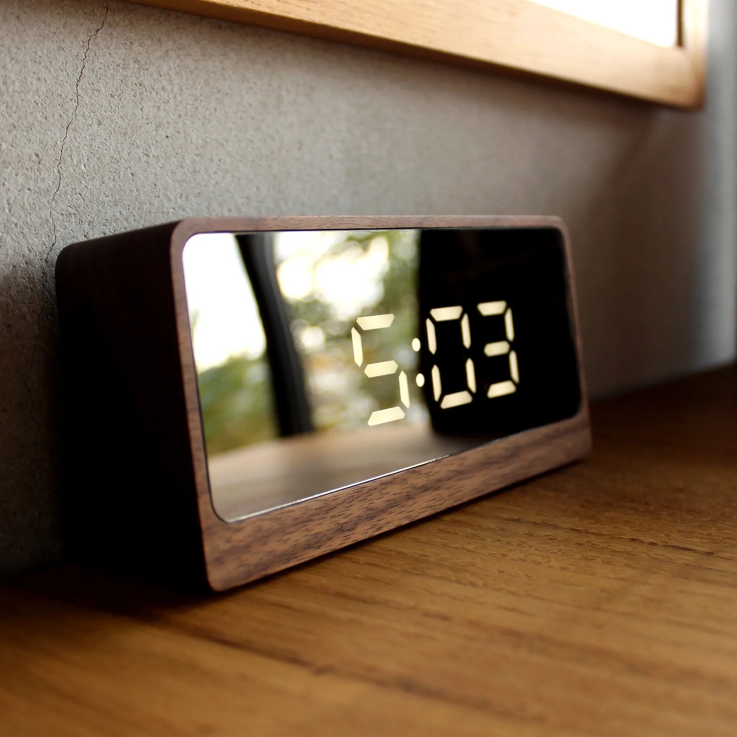 Mirror Clock | Wooden Frame LED Display Clock – Hacoa WorldShopping